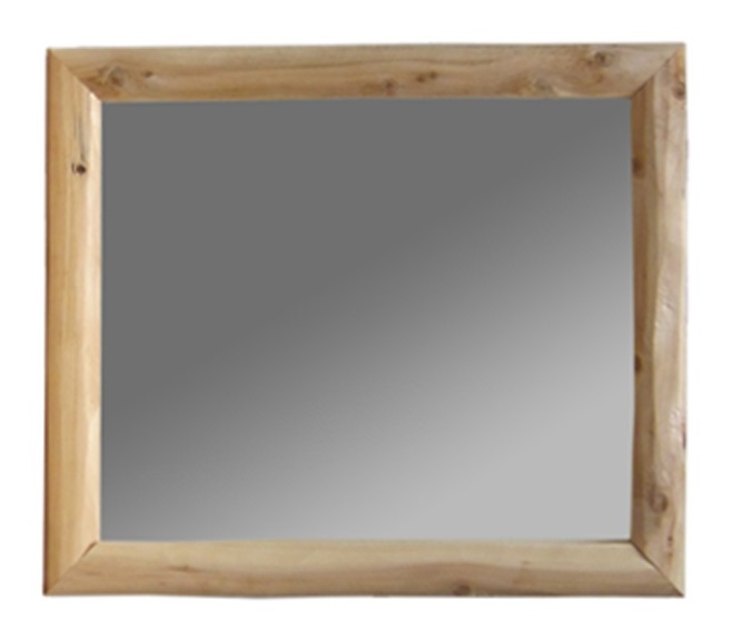 Log Mirror 41x35 in - Unfinished, Solid Cedar Wood Amish Log Furniture