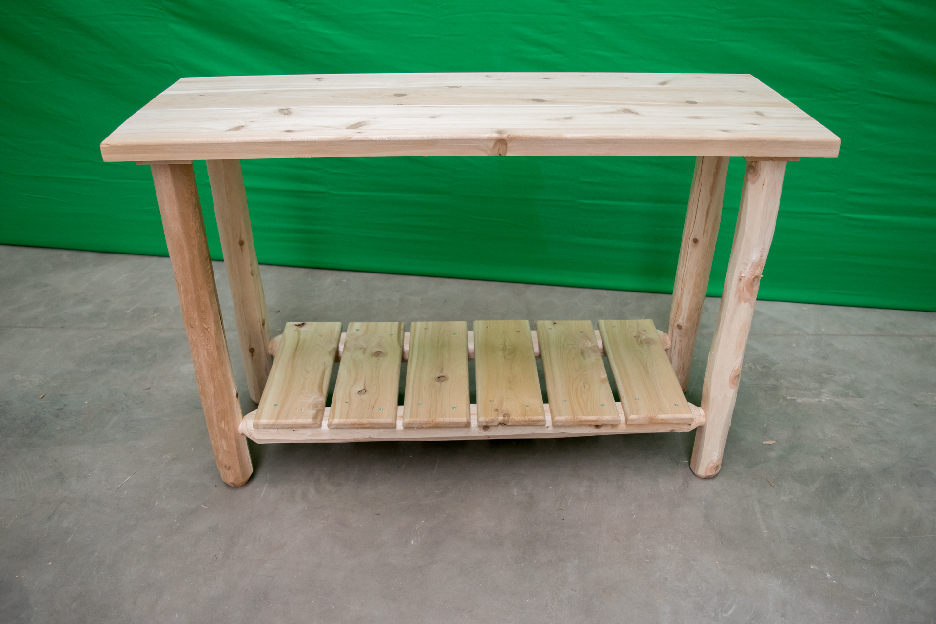 Log Sofa Table - Unfinished, Solid Cedar Wood Amish Log Furniture